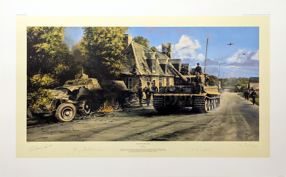 Holding the Line by Richard Taylor signed by three WW2 Panzer tank ...
