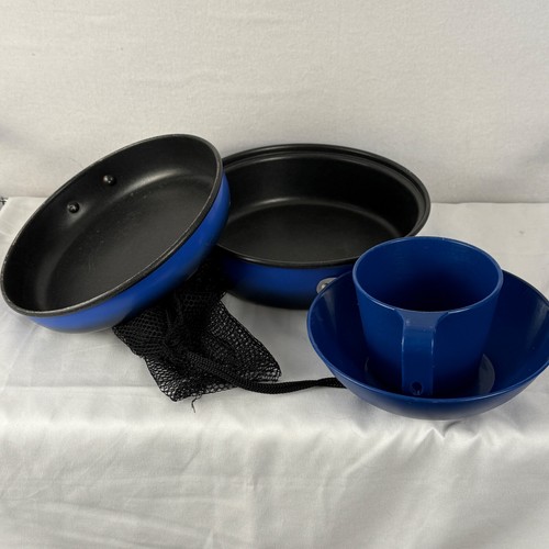 GSI Outdoors Camping Bugaboo Mess Kit Pot Fry Pan/Lid Blue Mug & Bowl ...