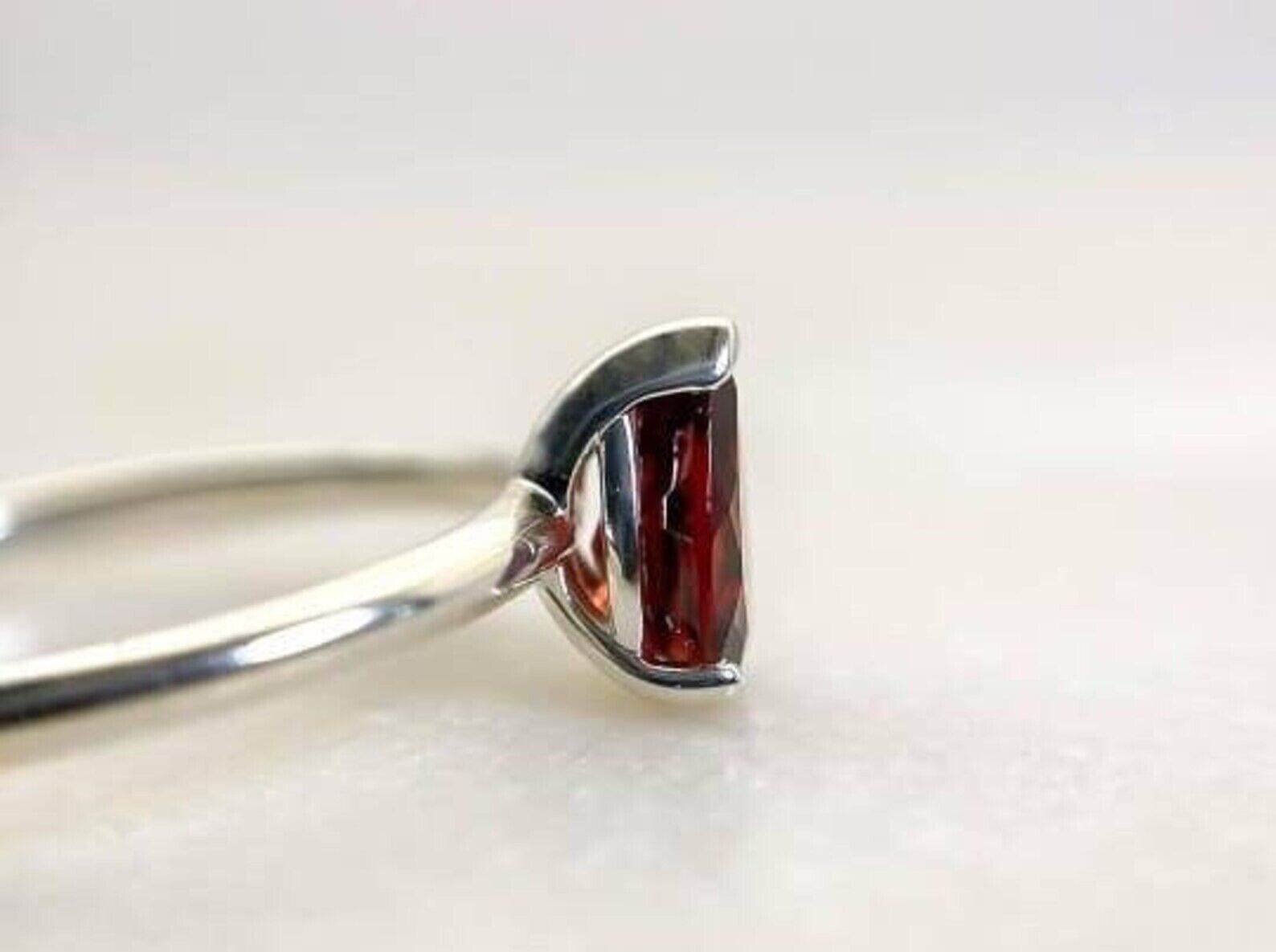 Silver Garnet Ring Solitaire Garnet Ring Pear Cut Simple January Birthstone Ring | eBay