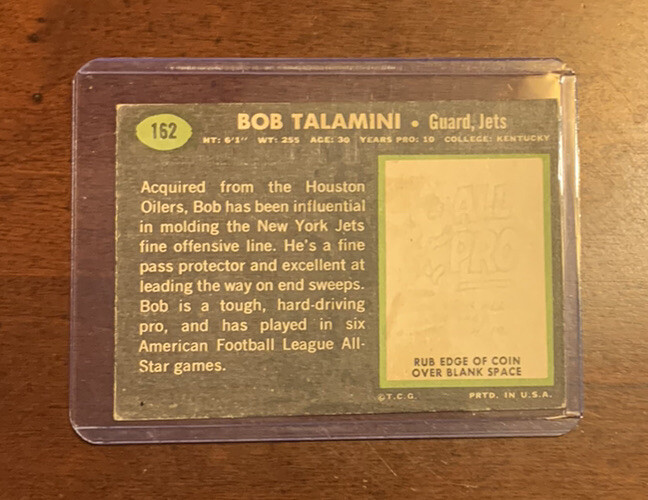 1969 Topps Bob Talamini #162 | eBay