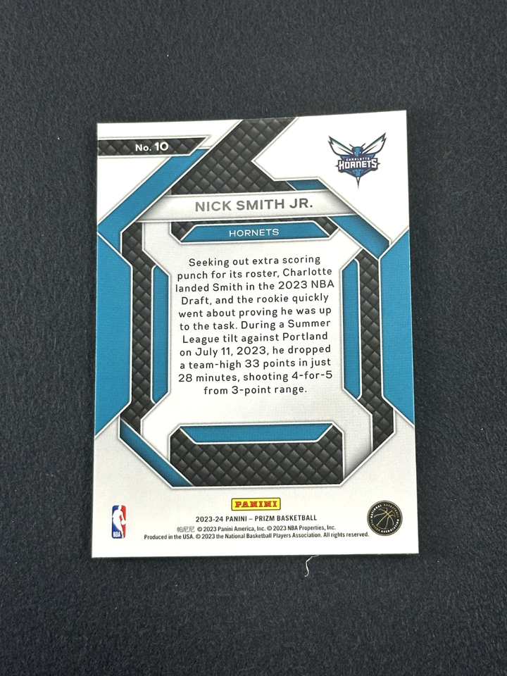 2023-24 Panini Prizm NICK SMITH JR. Emergent Insert #10 Charlotte ...