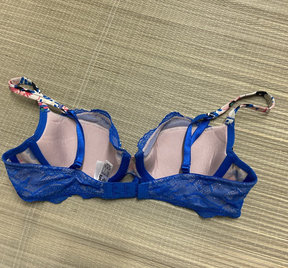 NEW b'tempt'd Ciao Bella Balconette Bra 34B Lace Blue Floral Demi | eBay