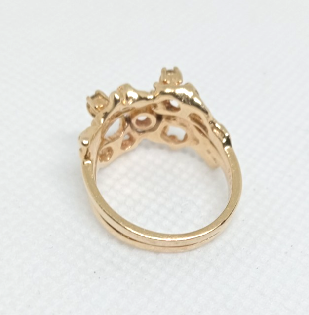STAMPED 14KP YELLOW GOLD NUGGET DIAMOND RING SIZE 5 | eBay