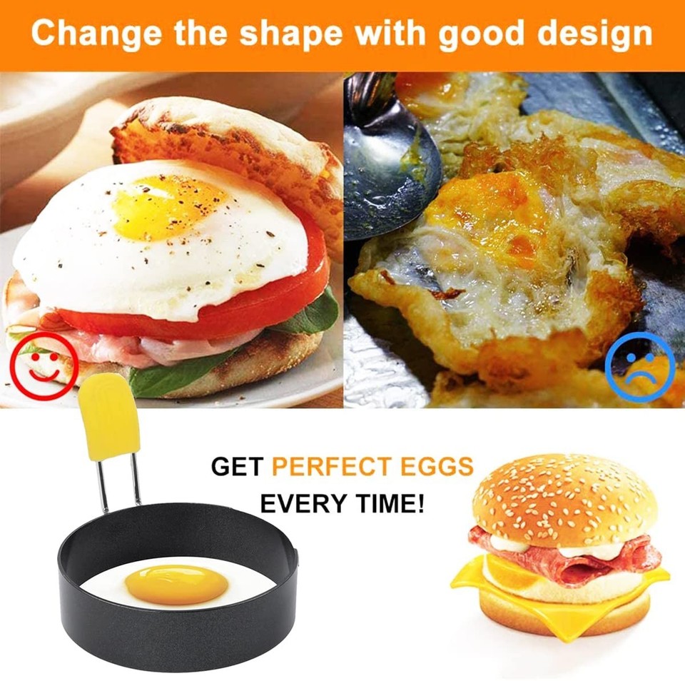 4 Inch Large Egg Rings for Frying Eggs 2 Pack Stainless Steel Egg ...