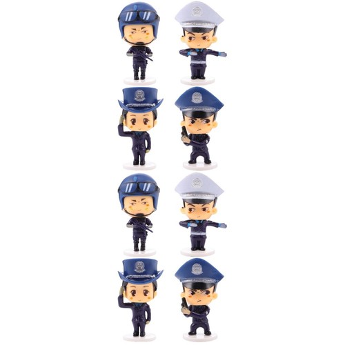 8 pcs Police Figurine Cake Toppers Cartoon Figure Toys for Kids ...