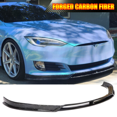 Fit For Tesla Model S 2016-2020 Forged Carbon Front Bumper Splitter Lip ...