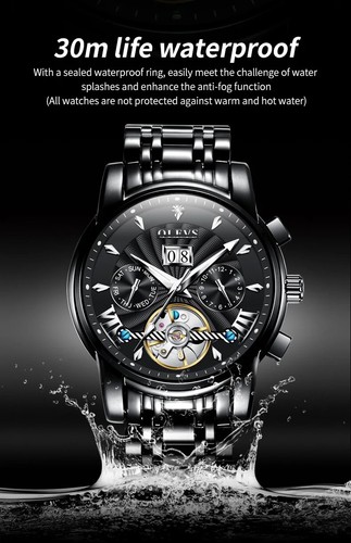 Automatic Mechanical Waterproof Watch Luxury Skeleton OLEVS Men's Men ...