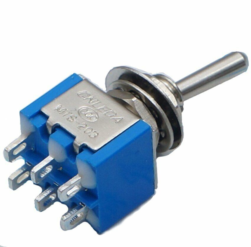 Toggle Switches 5 Pcs 3 Position Mini MTS-203 6-Pin DPDT ON-OFF-ON 6A ...