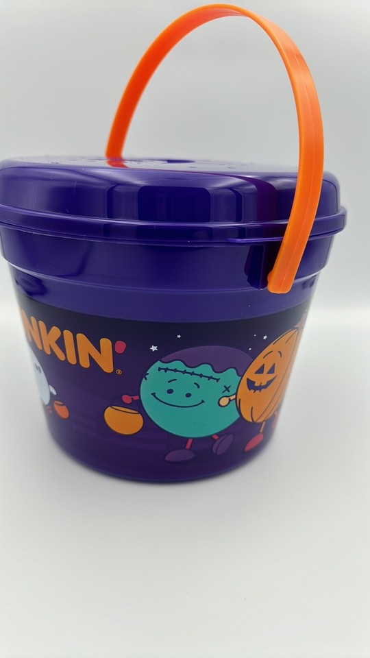 NEW Dunkin Donuts Halloween Bucket With Lid Handle Purple Boo Bucket ...