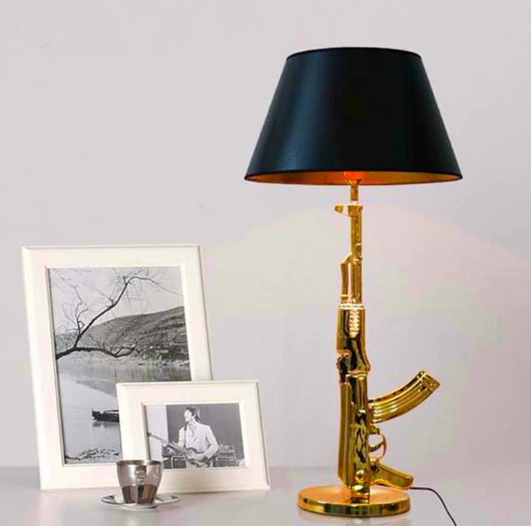 Accent Table Lamp Metal LED Light Modern Home Decor Gun Rifle Floor ...