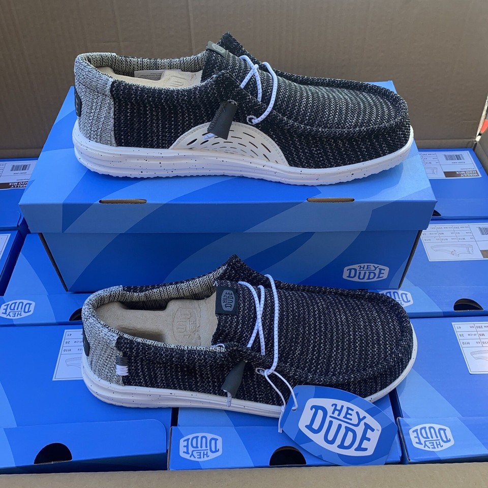 Hey Dude Men’s Wally H2O Mix Shoes Phantom Black Loafers Comfort Sizes ...