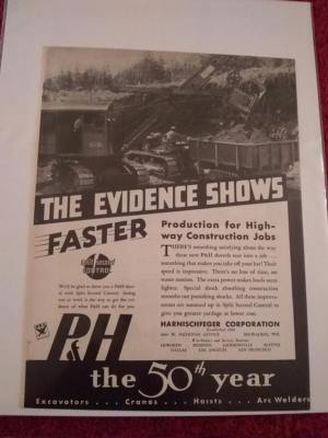Vtg. 1934 Harnischfeger P & H Equipment Advertisement: Shovel, 50th ...