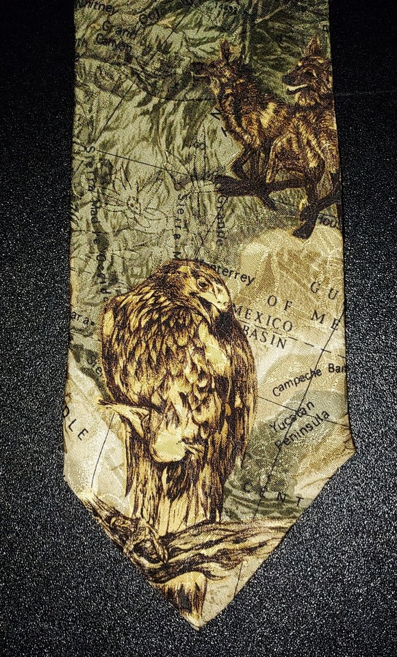 NECKTIES 4 OUTDOOR ANIMAL TIES (3 SILK) Wolf Deer Frog Eagle VERY GOOD ...