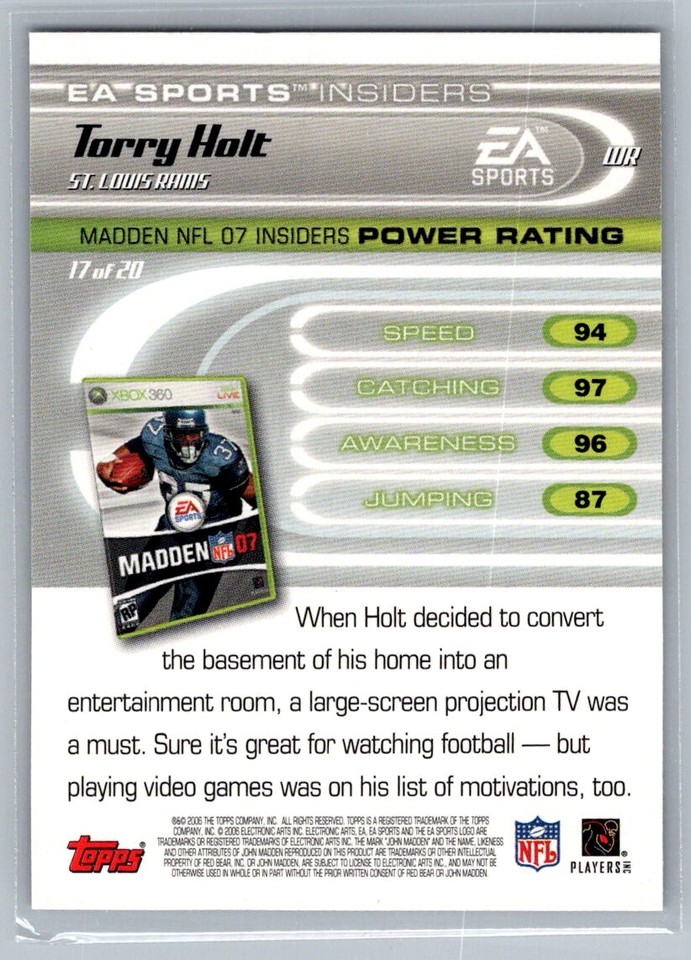 2006 Topps #17 Torry Holt EA Sports Madden | eBay