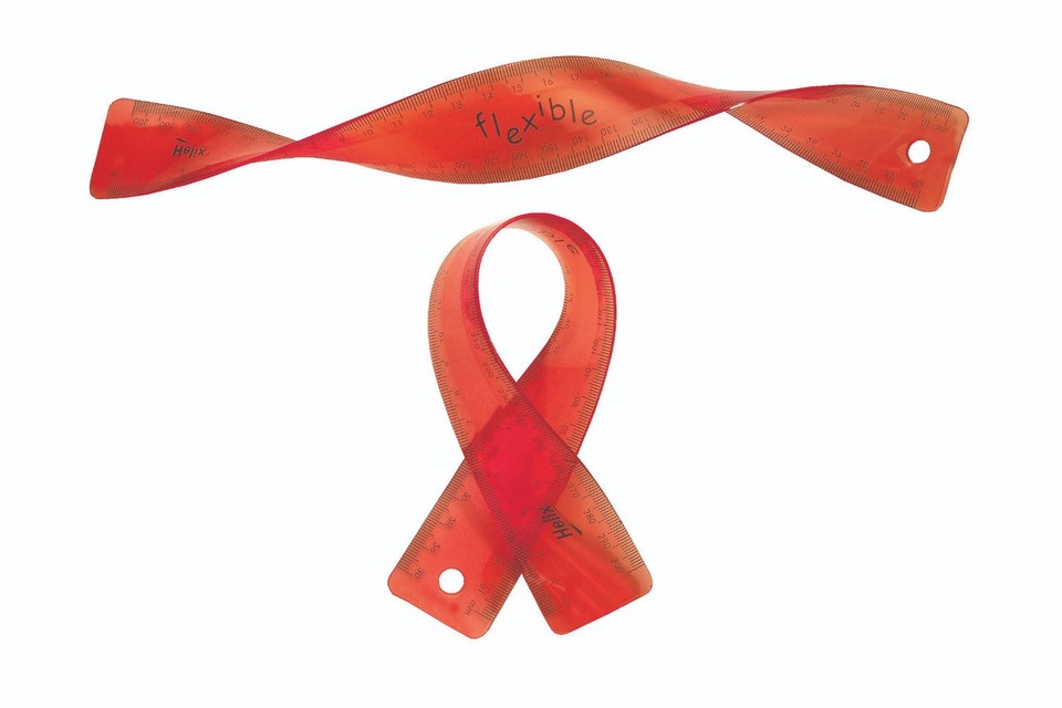 Helix 30cm Flexible Ruler – Red Shatterproof, Dual-Sided (cm/mm) School ...