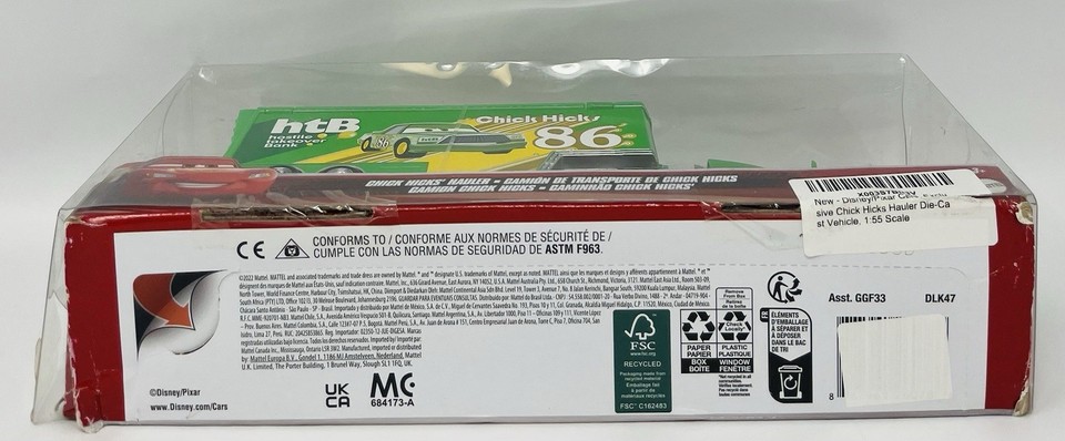 DISNEY PIXAR CARS CHICK HICKS HTB HAULER 2023 New HTF Damaged Package ...