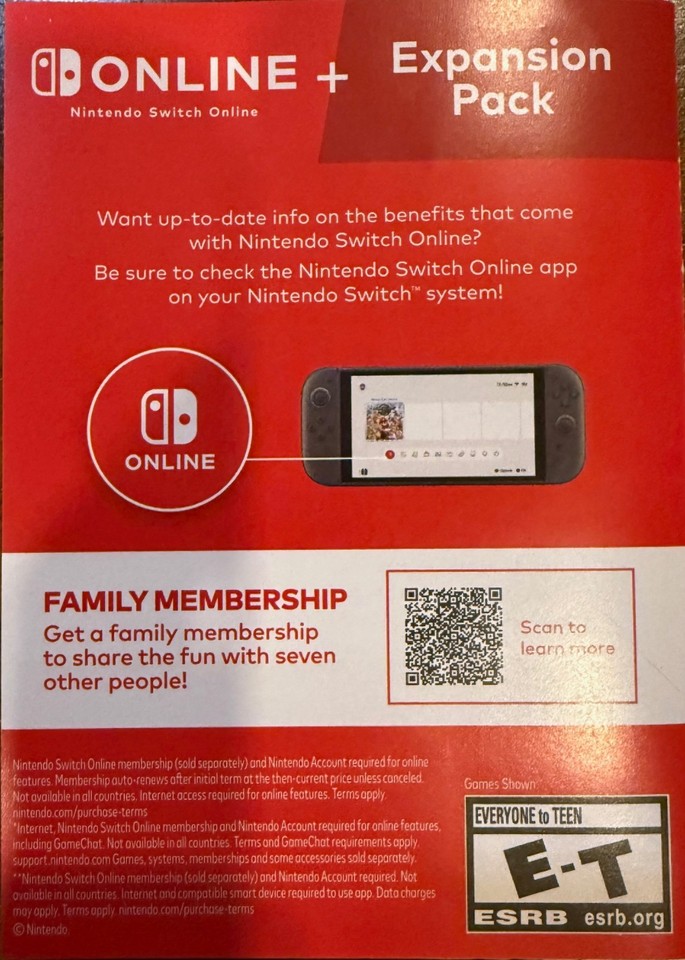 Nintendo Switch Online + Expansion Pack Individual Membership 12 Month ...