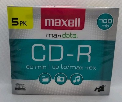 Maxell CD-R Blank Maxdata 80 Min each CDs, 48x max. 700mb 5 Pk - NEW ...