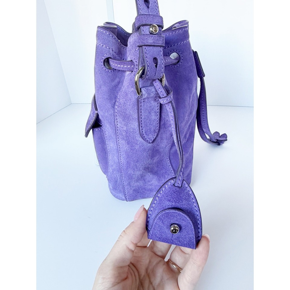 Ralph Lauren Ricky Suede Drawstring Bucket Bag Lavender Purple | eBay