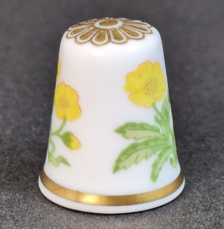 Spode Thimble Yellow Flower Buttercup Gold Trim Bone China England ...