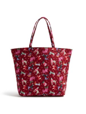 New Vera Bradley Holiday Hounds Dogs Grand Tote Large Bag Christmas Red ...