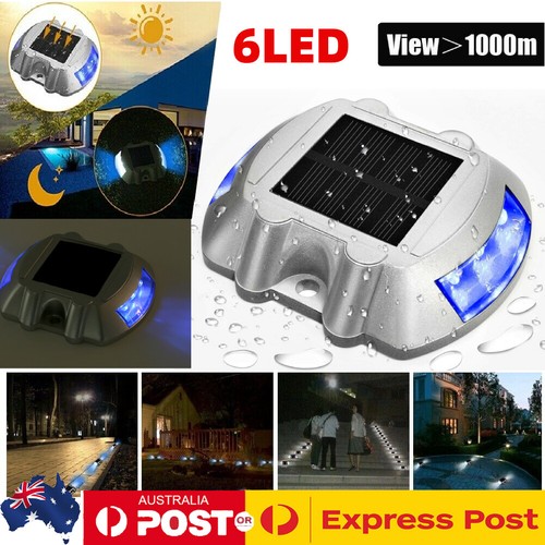6LED Solar Power Pathway Driveway Light Step Road Ground Safety Marker ...