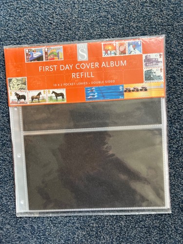 WH SMITH First Day Cover Album Refill pack of 10 double sided 2 pocket ...
