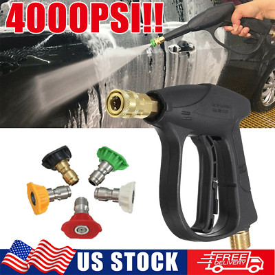 1/4" High Pressure Washer Gun 4000 PSI Car Wash Foam Spray Short Wand w ...