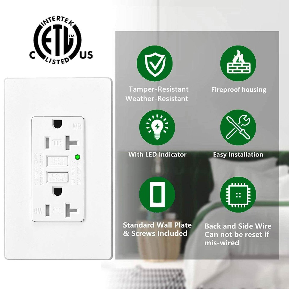 20× GFI Receptacle 20Amp/125Volt Tamper Resistant Home Electrical ...