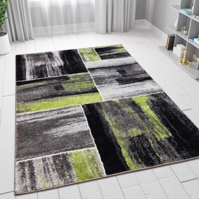 Green and Grey Rug Modern Abstract Pattern Large Small Living Room Area ...