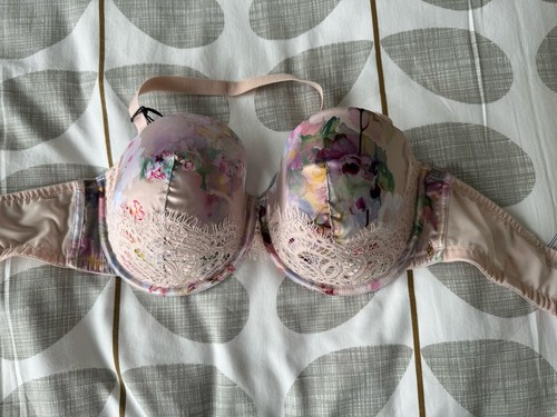 Womens Ted Baker Uk 34E Pink Satin Floral Strapless Bridal Padded ...
