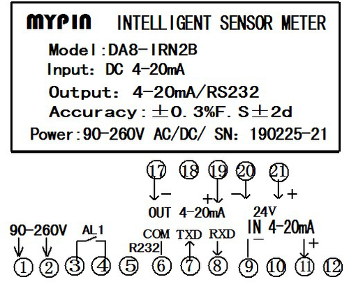 MYPIN DA8-IR2B Digital Universal Temperature Level Sensor Indicator ...