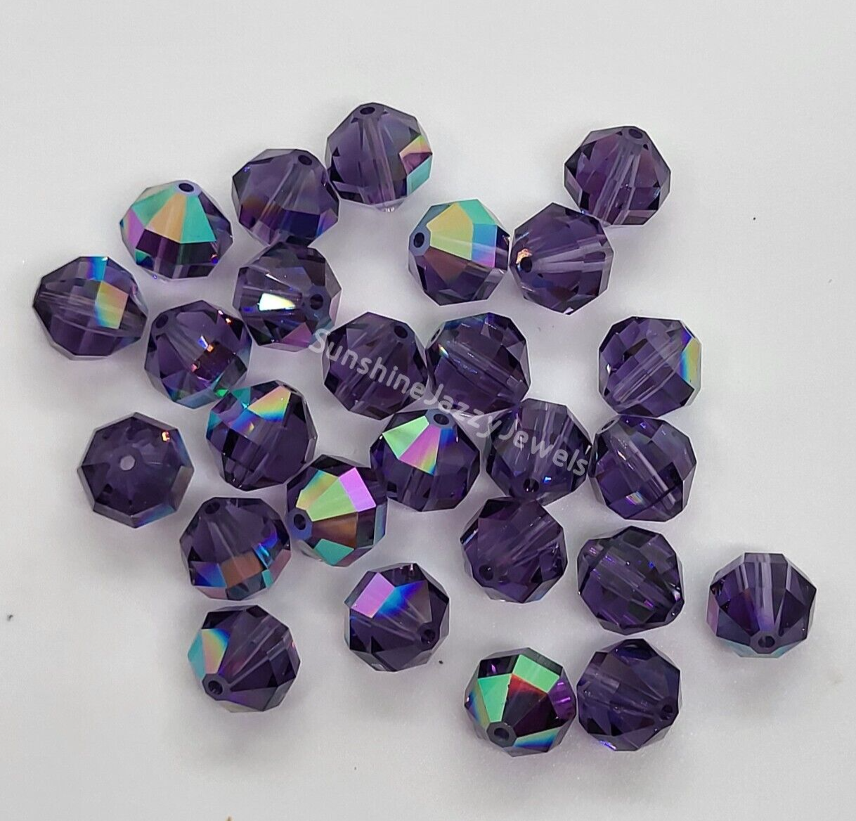 6pc Swarovski Crystal Cardinal AB 8mm Geometric 5004 Round Beads ...