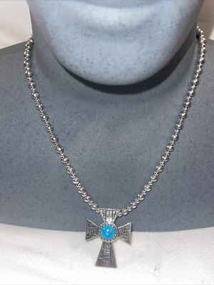 CAROLYN POLLACK SOUTHWEST QVC RODERICK TENORIO STERLING TURQUOISE CROSS ...