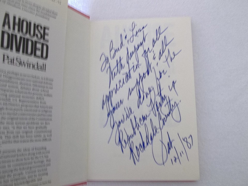 A House Divided signed inscribed Pat Swindall congressman 1987 | eBay