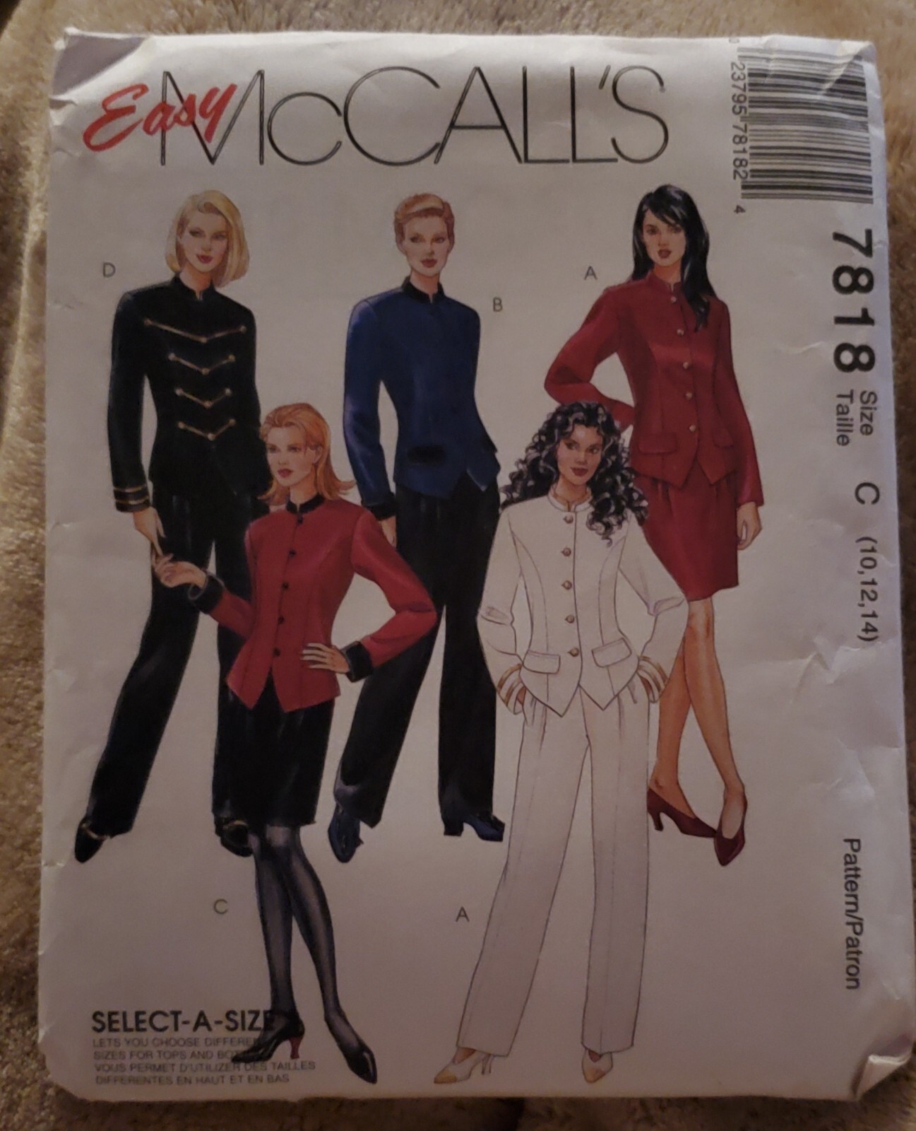 McCalls Easy Sewing Pattern 7818 Size 10 12 14 Misses Jacket Skirt ...