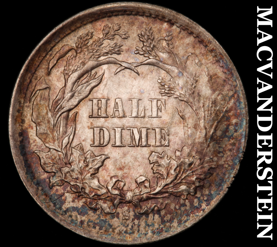 1872-S Seated Liberty Half Dime - Scarce High Grade Super Color #G5316 ...