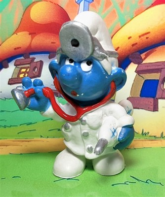 Vintage 1978 Doctor Smurf Blue Thermometer PVC Figure 2.0037 Schleich ...