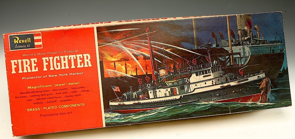 VINTAGE REVELL MODEL KIT FIRE FIGHTER BOAT NYC H-389 :498 1962 RARE ...