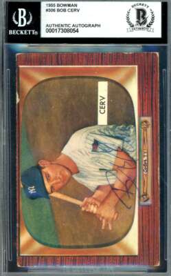 Bob Cerv Beckett BAS Signed 1955 Bowman Autograph | eBay