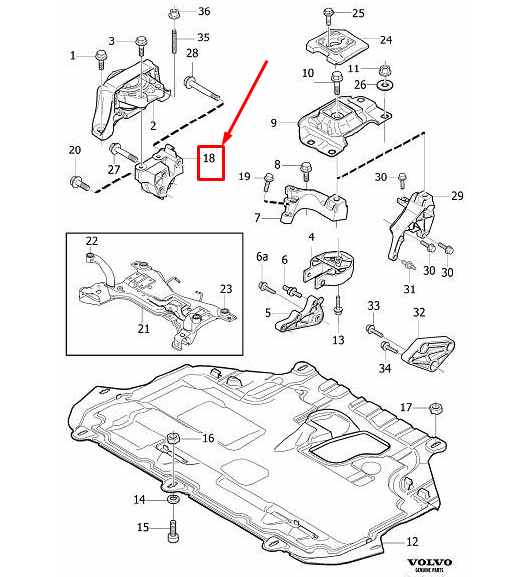 P6199306 Lagerbock für Motoraufhängung VOLVO V70 III (BW) 30757501 ...