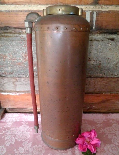 VINTAGE SIMPLEX FIRE EXTINGUISHER LARGE COPPER BRASS LID WORMALD ...