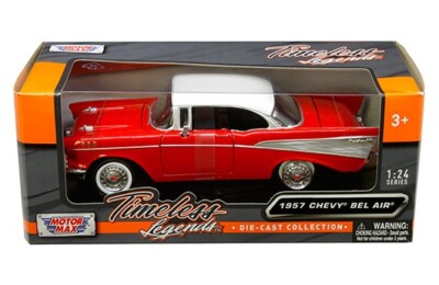 1/24 Motormax Timeless Legends 1957 Chevrolet Bel Air w/ White Roof ...