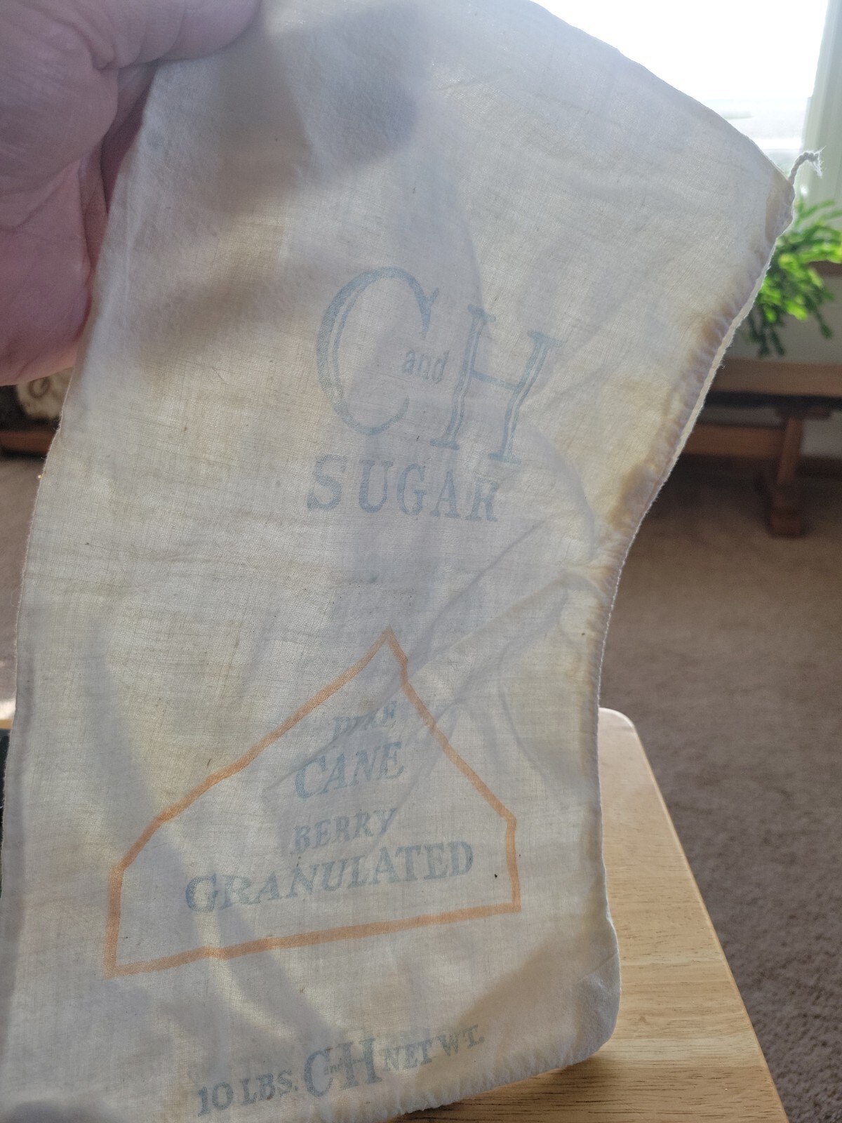 Vintage C&H Sugar Pure Cane Sugar Cotton Bag Sack 10 lbs Copyright 1939 ...