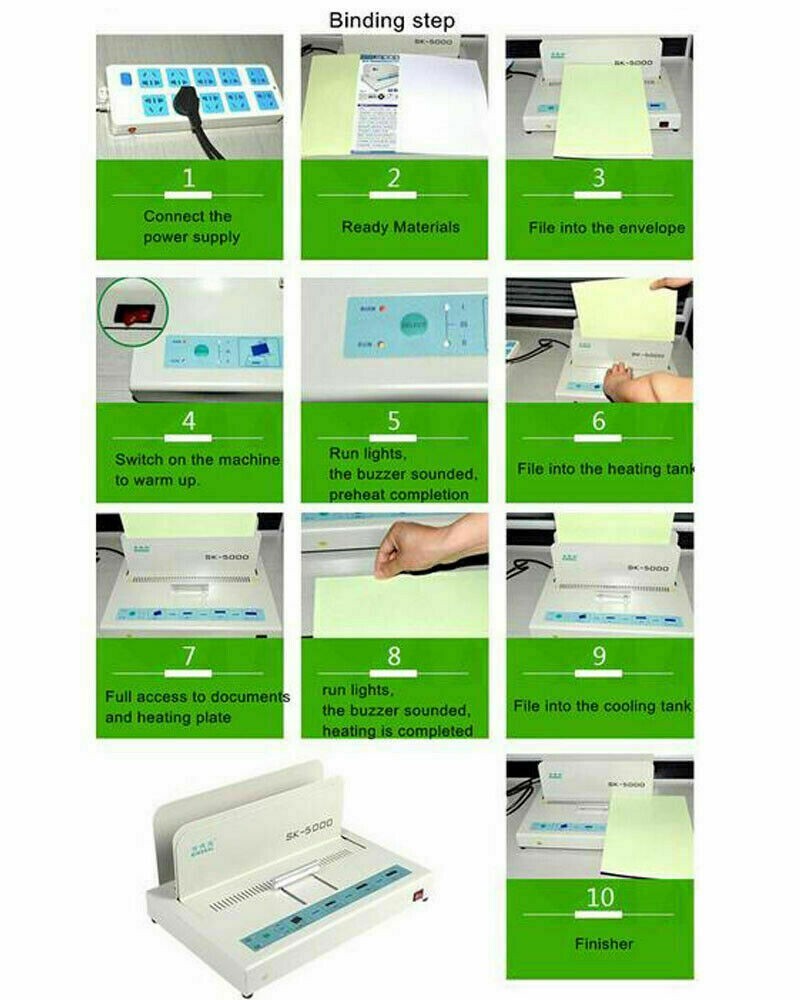 A3 A4 A5 A6 Automatic Hot Melt Binding Machine Thermal Glue Book Binder ...