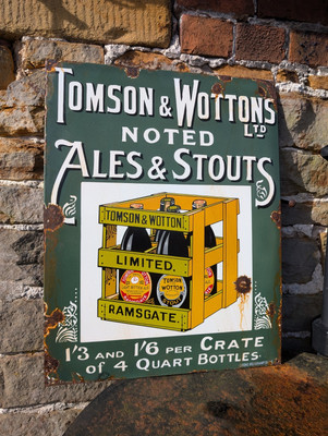 ALES & STOUT ENAMEL SIGN ALE SIGN BEER PUB ENAMEL SIGN TOMSON & WOTTON ...