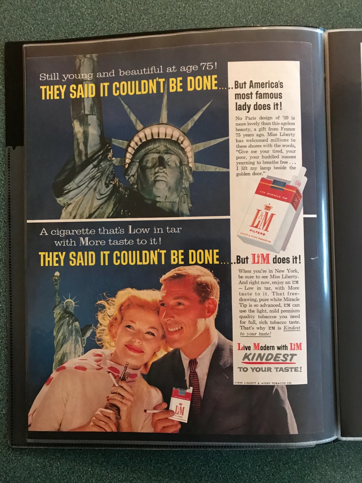 Statue of Liberty L&M Cigarette 1959 Print Ad | eBay