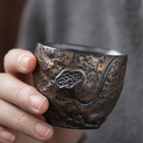 Ceramic Tea Cup Crude Pottery Iron Rust Glaze Design Creative Antique ...