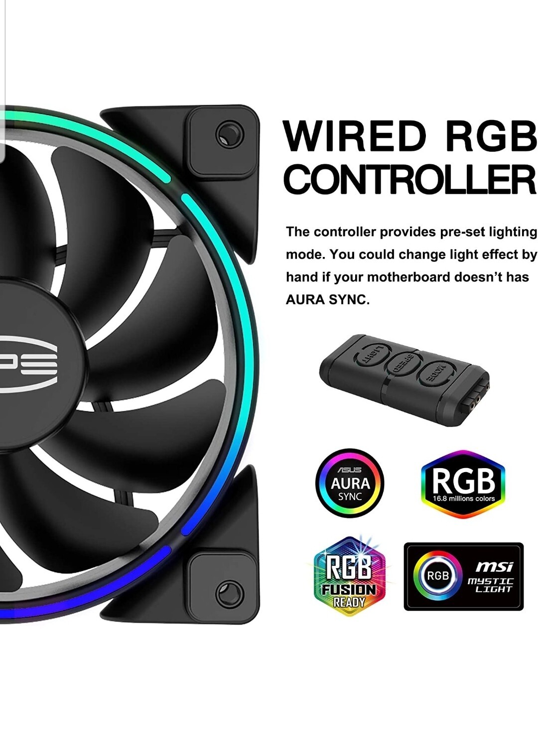 120mm Case Fan RGB Case Fan 3 pack Gaming PC Cooling Fan with aura sync ...