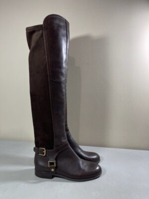 FRANCO SARTO WOMEN'S BROWN LEATHER KNEE HIGH "MAST" SIDE ZIP BOOTS SIZE ...